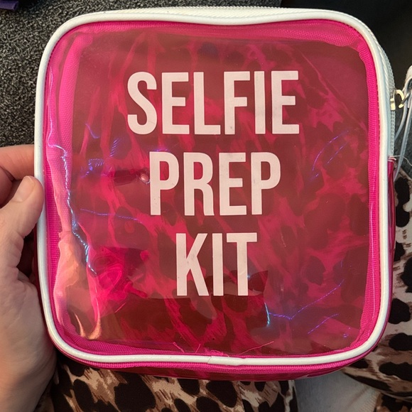 Bags | Hot Pink Transparent Pvc Selfie Prep Kit Makeup Bag | Poshmark